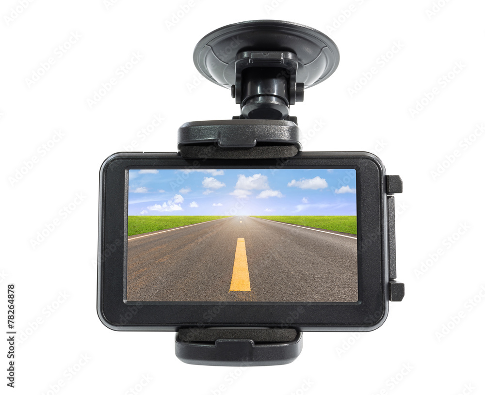 Gps, satellite navigation device, dashboard holder car mount isolated ...