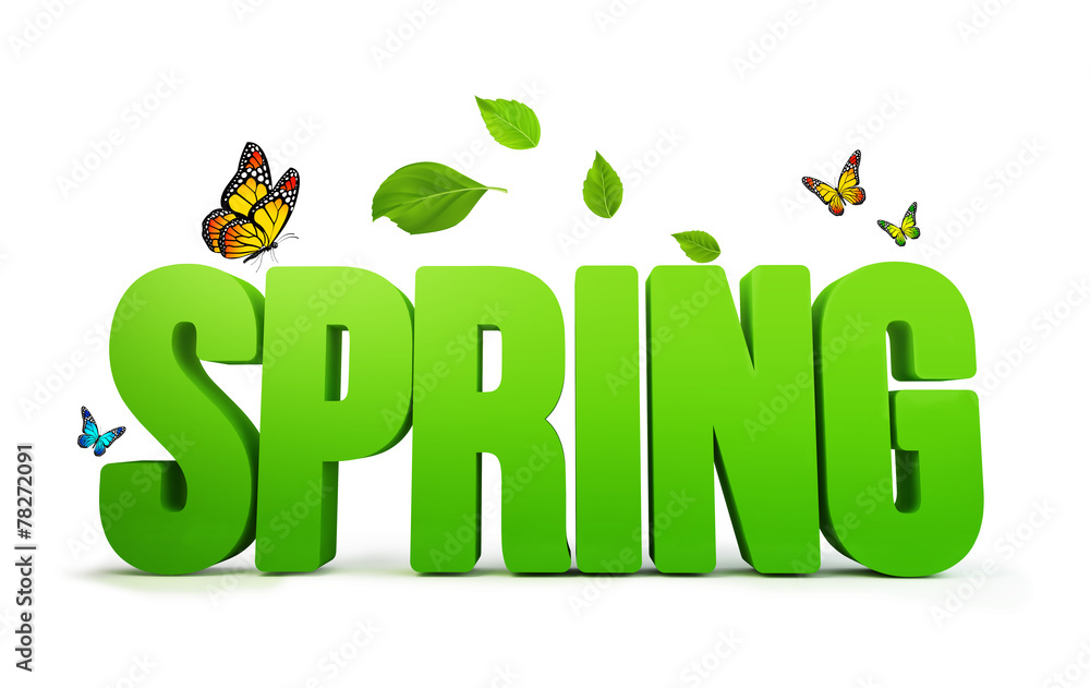3D Spring Word Isolated in White Background with Clipping Paths Stock ...