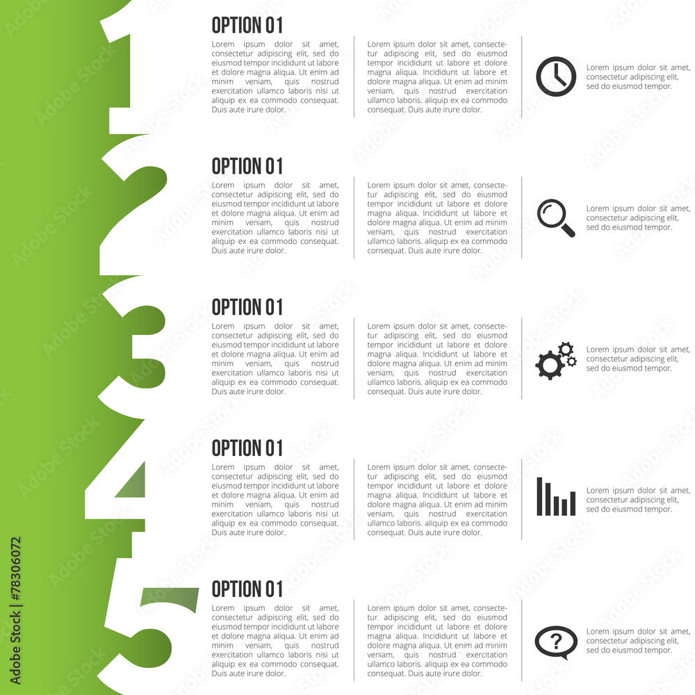 1-2-3-4-5 option infographics-paper progress template Stock Vector ...