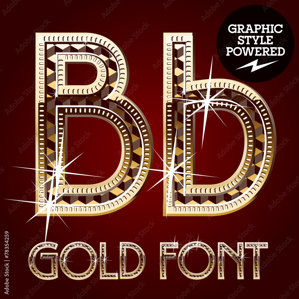 Vector set of gold rich alphabet. Letter B Stock Vector | Adobe Stock