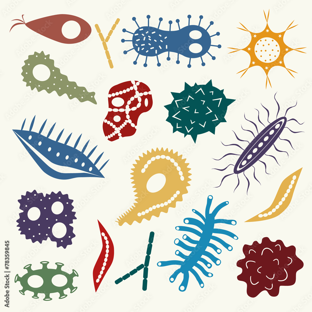 Cartoon various microbes Stock Vector | Adobe Stock