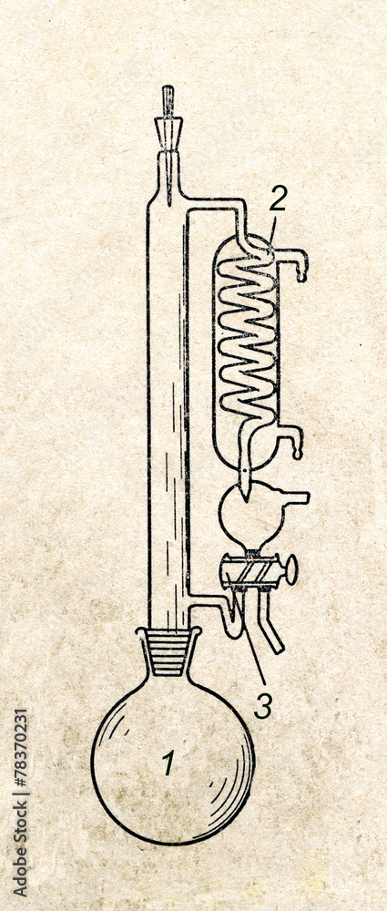 Distilling Flask Drawing