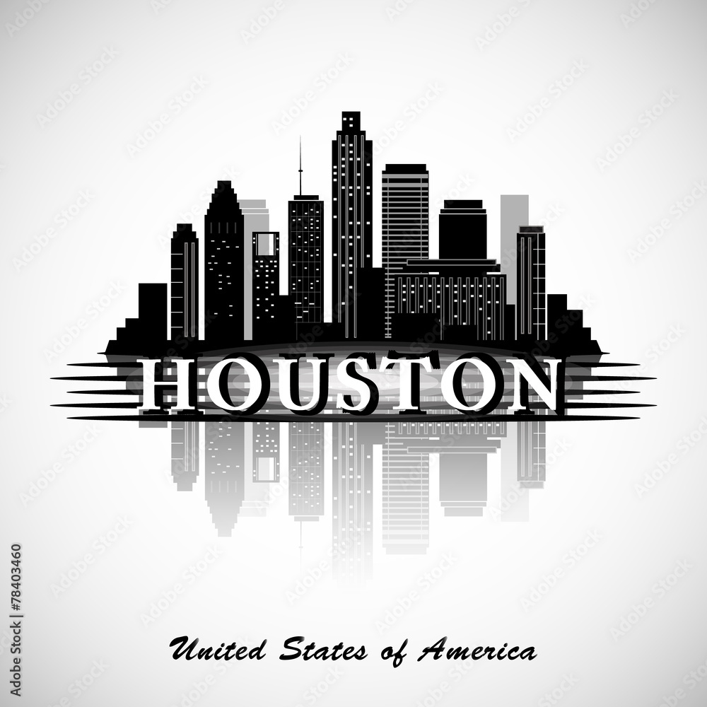 Houston Texas skyline city silhouette Stock Vector | Adobe Stock