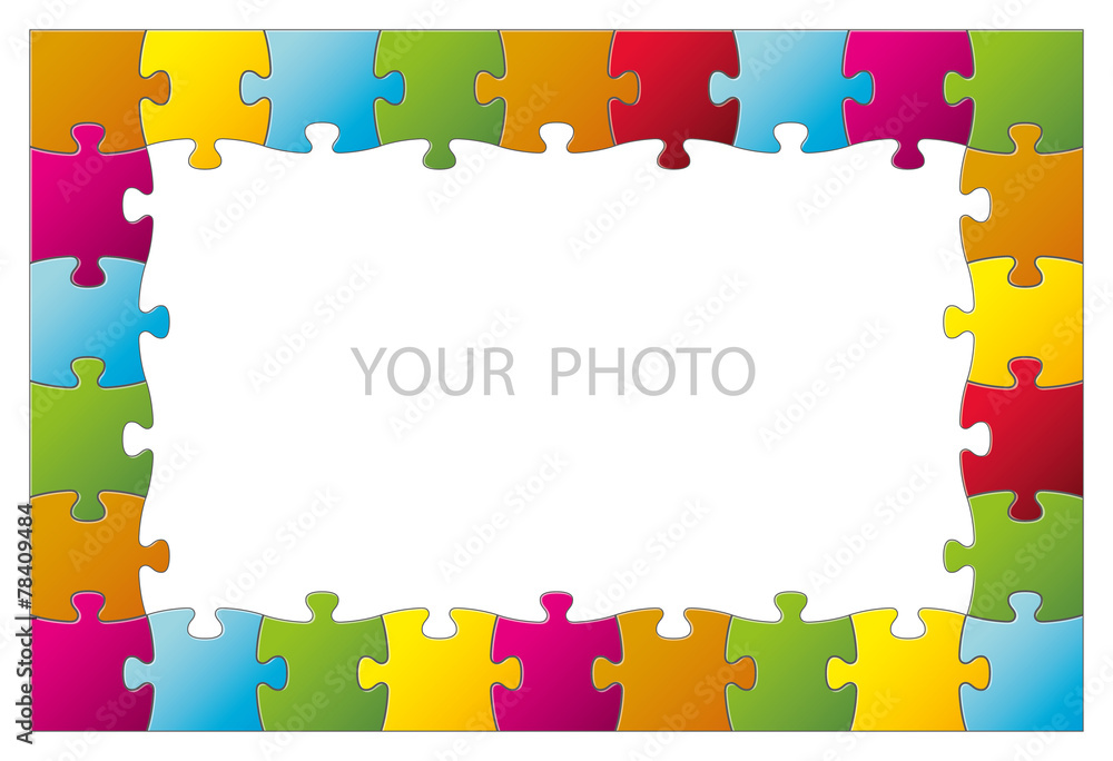 Buntes Puzzle als Rahmen Stock-Vektorgrafik | Adobe Stock