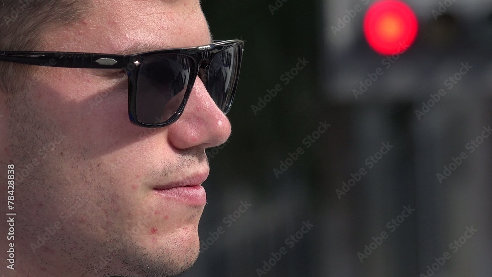 Man Standing in Front of Traffic Signal Stock Video | Adobe Stock