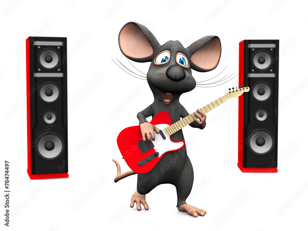Cartoon mouse singing and playing guitar. Stock Illustration | Adobe Stock