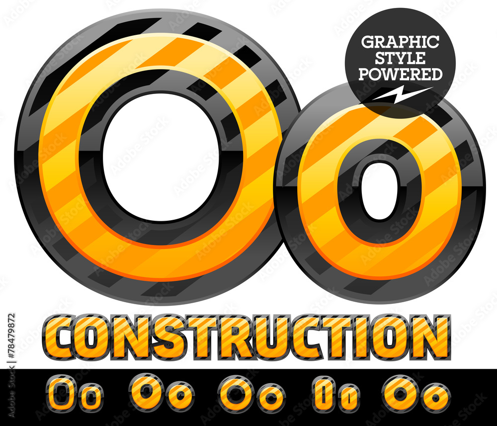Warning of danger styled striped alphabet. Letter O Stock Vector ...