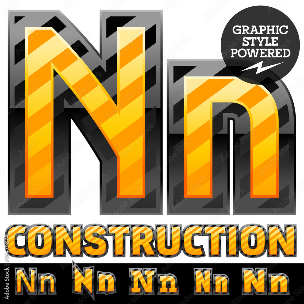 Warning of danger styled striped alphabet. Letter N Stock Vector ...
