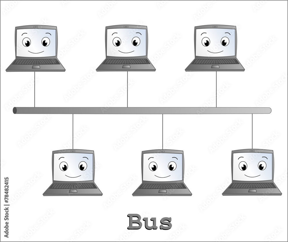 bus network topology Stock Illustration | Adobe Stock