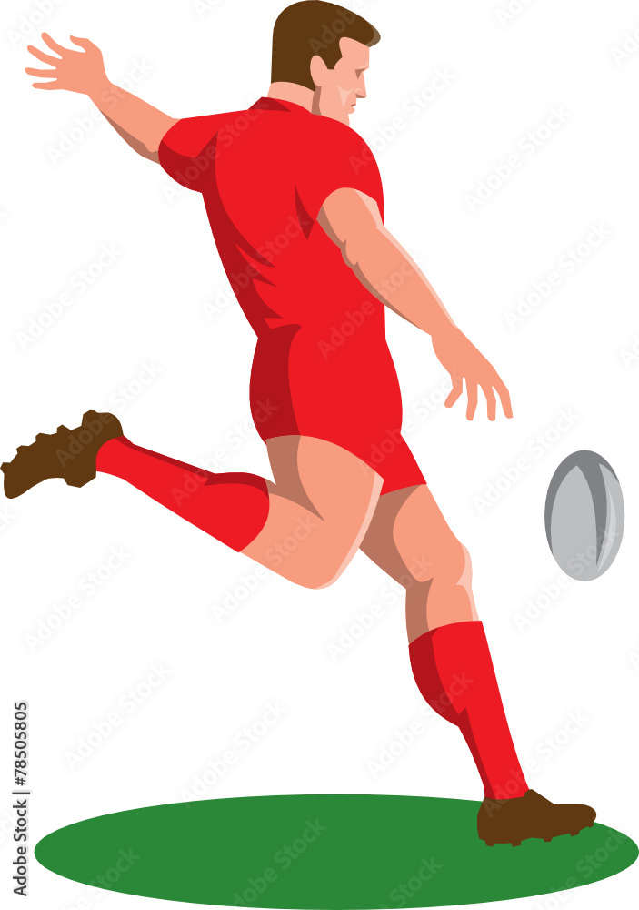 Rugby Player Kicking Ball Retro Stock Vector | Adobe Stock