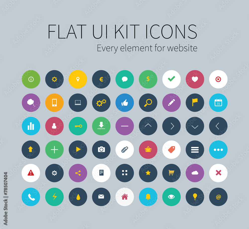 Flat ui kit set icons for webdesign or mobile design Stock Vector ...