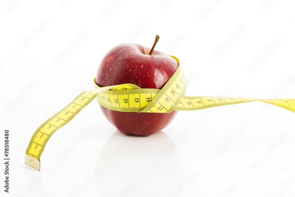 Apfel und Maßband, Symbolbild für Diät Stock-Foto | Adobe Stock