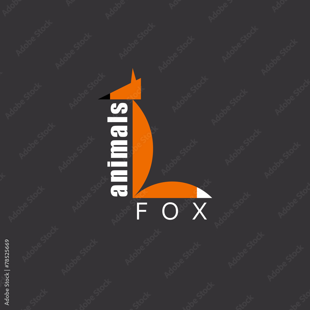 Orange Fox in the figure letter L, animal logo, zoo background Stock ...