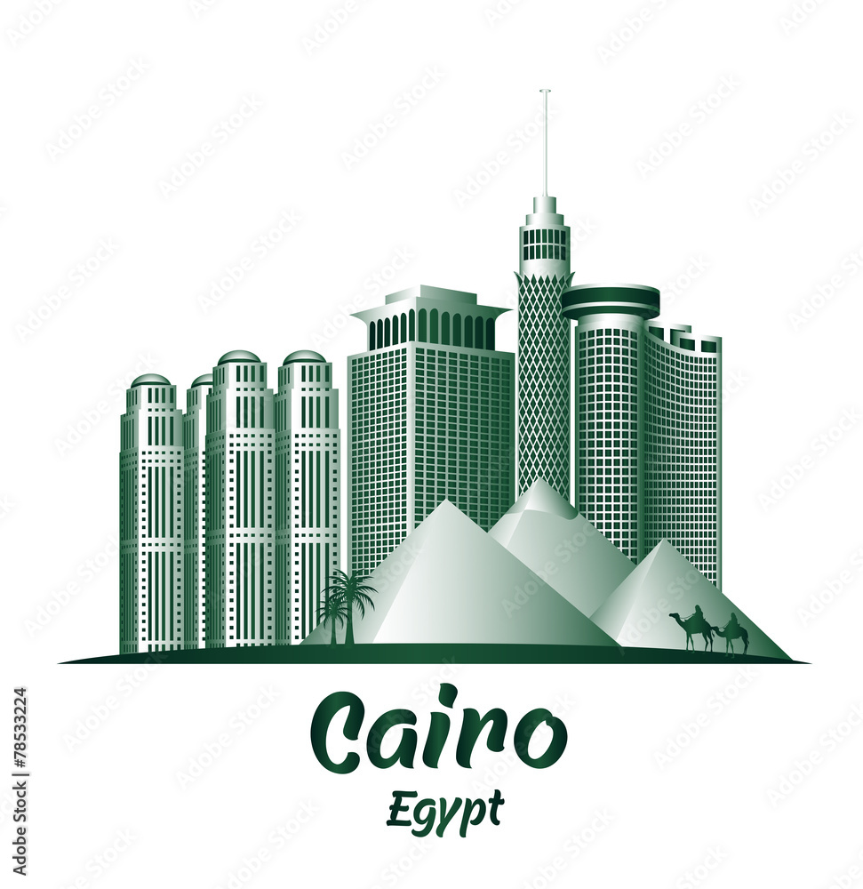 City of Cairo Egypt Famous Buildings Stock Vector | Adobe Stock