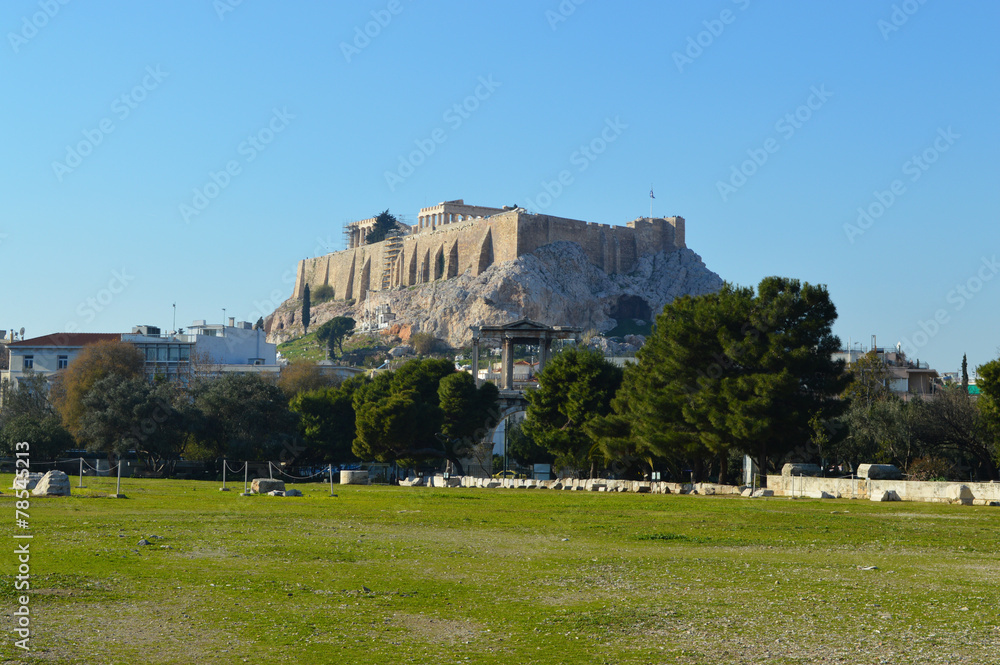 park and acropolis of athens background Stock Photo | Adobe Stock
