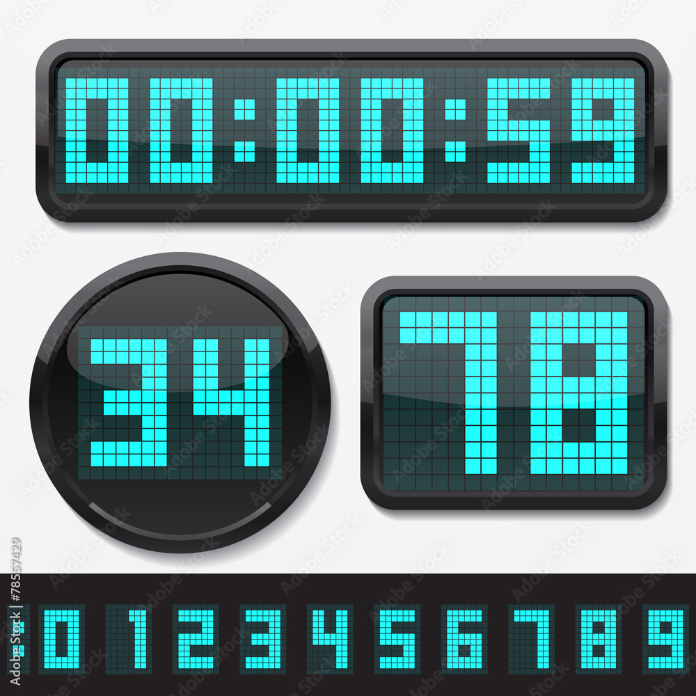 digital numbers and basic clock body shapes set. Stock Vector | Adobe Stock