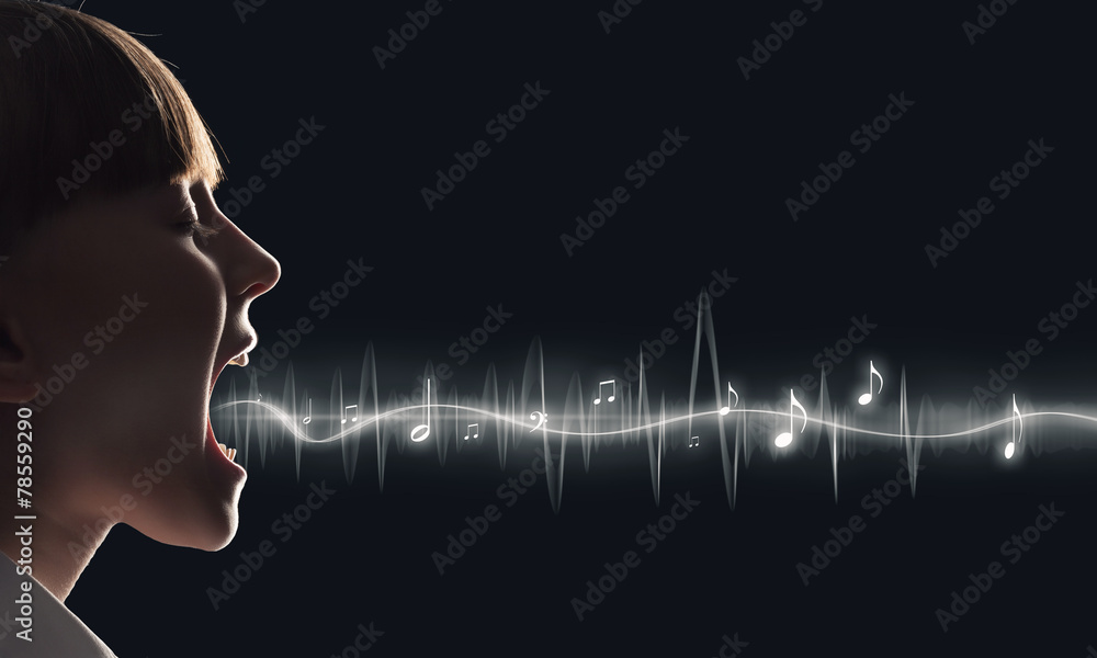 Girl making sound Stock Photo | Adobe Stock