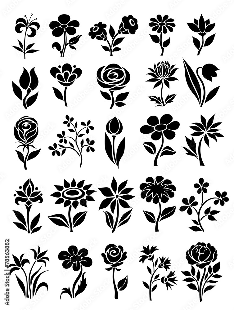 vector set of flower icons Stock Vector | Adobe Stock