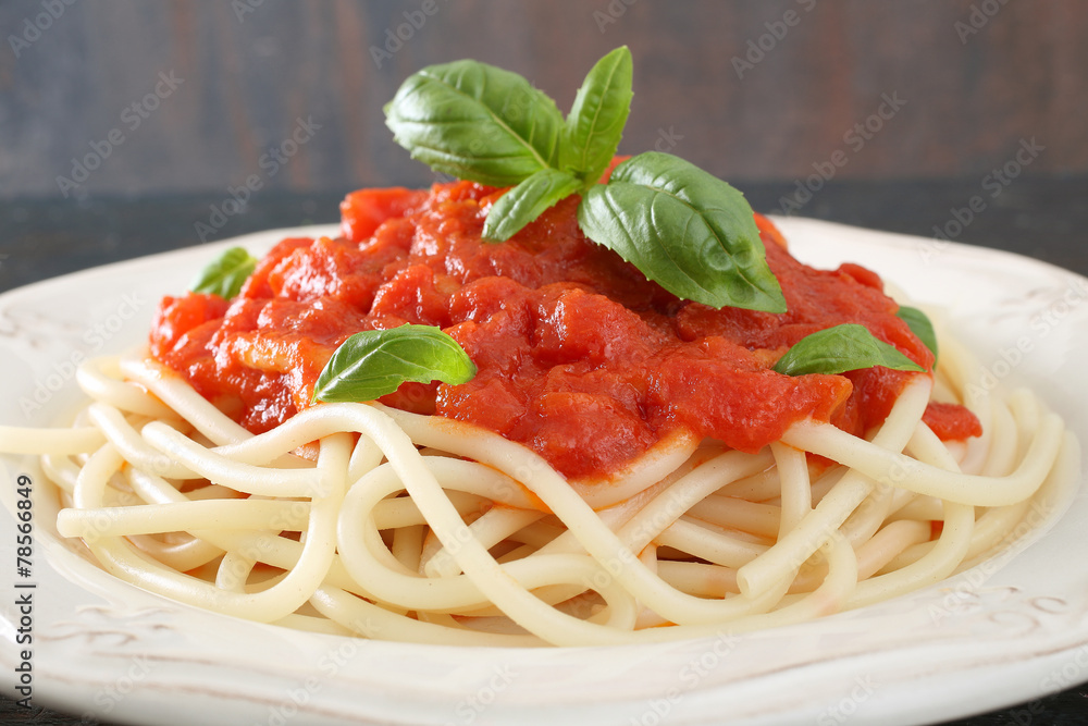 pasta spaghetti al pomodoro Stock Photo | Adobe Stock