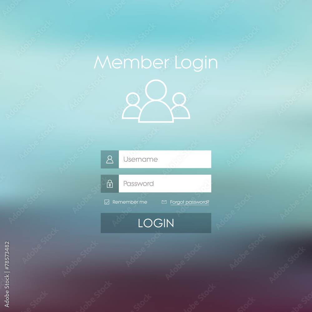 Login form menu with simple line icons. Blurred background Stock Vector ...