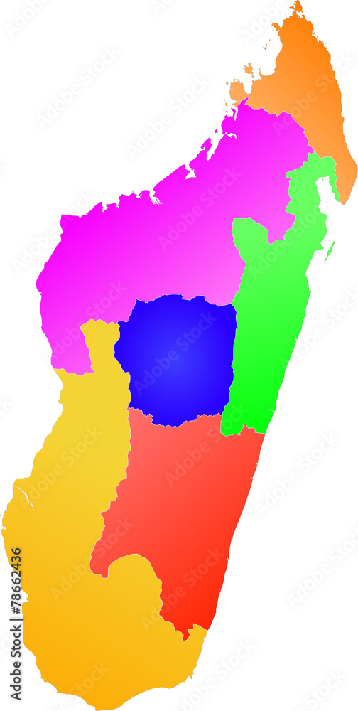 Madagascar – color map of the provinces เวกเตอร์สต็อก | Adobe Stock
