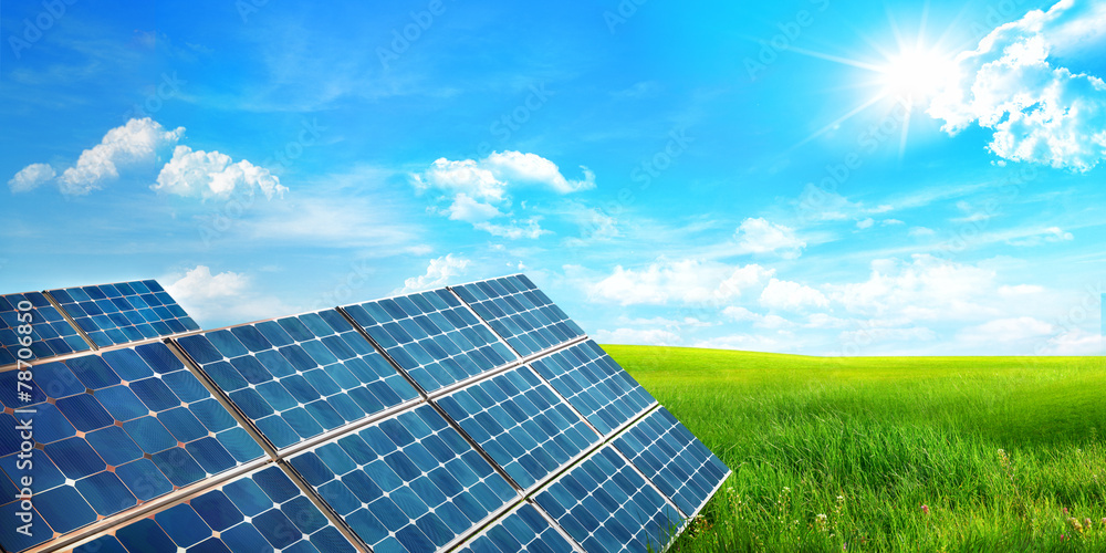landscape with solar panel Stock-Foto | Adobe Stock