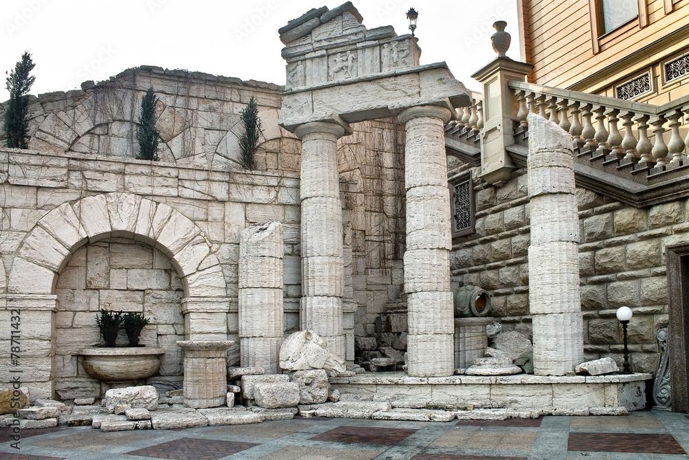 Decorative ruins in the design of the yard Stock Photo | Adobe Stock