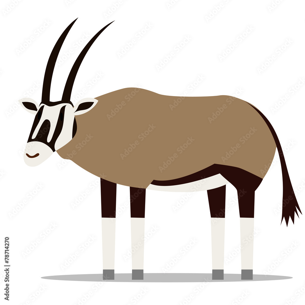 Cartoon Oryx Isolated On Blank Background Stock Vector | Adobe Stock