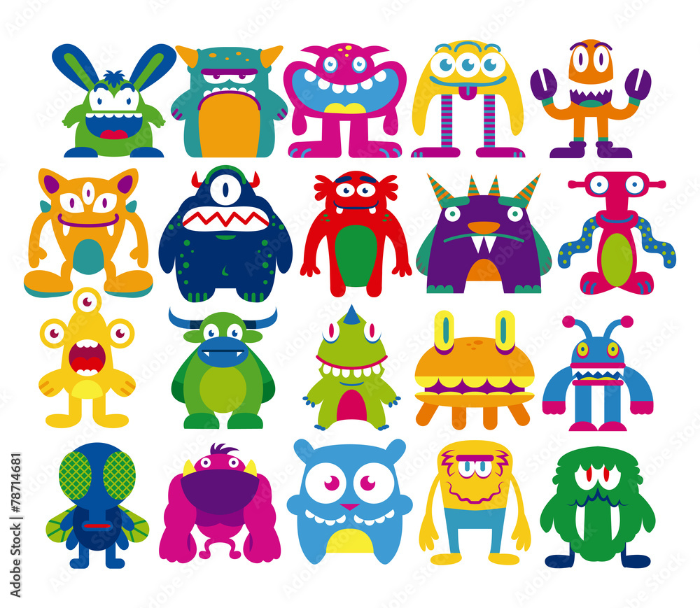 Cartoon Set Of Different Monsters Isolated Stock Vector | Adobe Stock