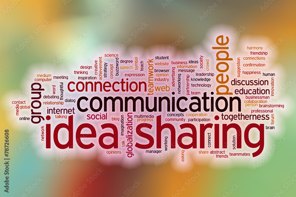 Idea sharing word cloud with abstract background Stock Illustration ...
