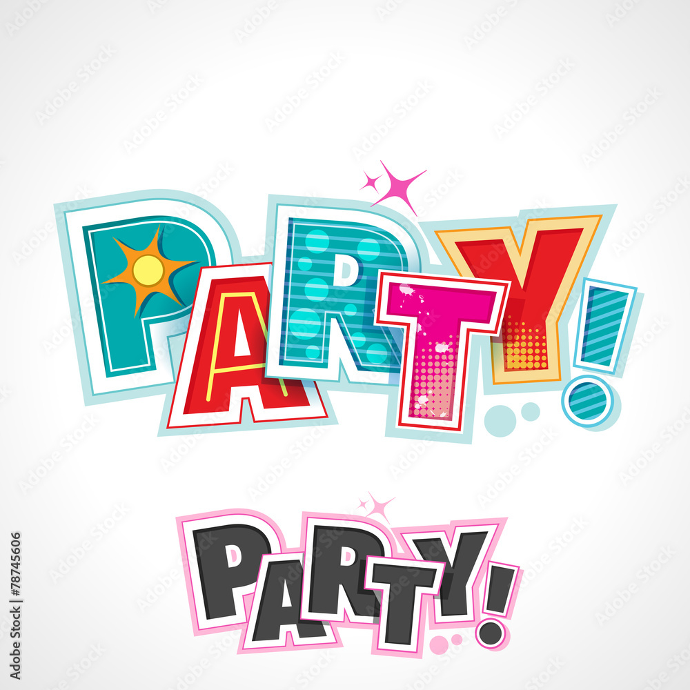 Retro Party Text, Vector Lettering Invitation Stock Vector | Adobe Stock