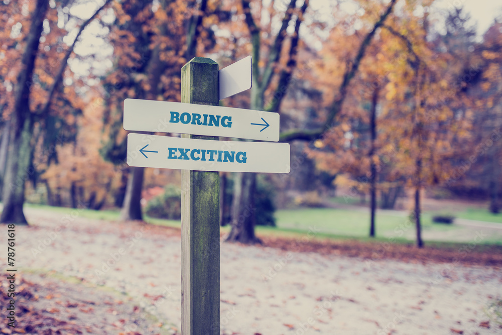 Two opposite directions towards Boring and Exciting Stock-Foto | Adobe ...