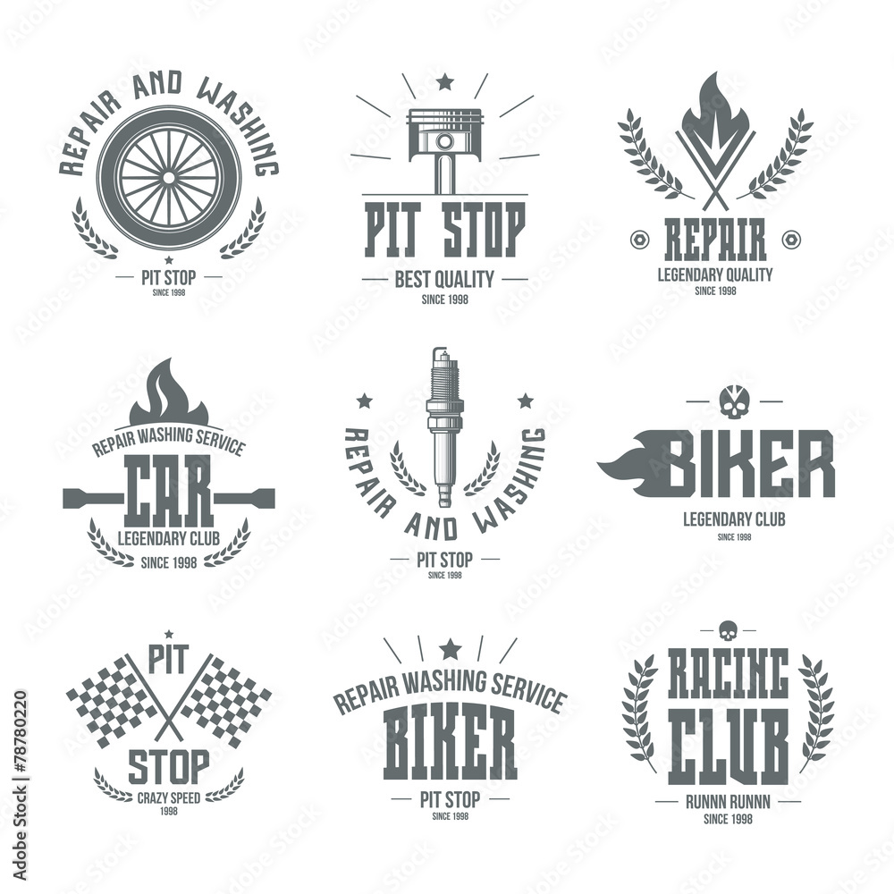 Poster Car races and service badges and logo – Wall Art | UkPosters