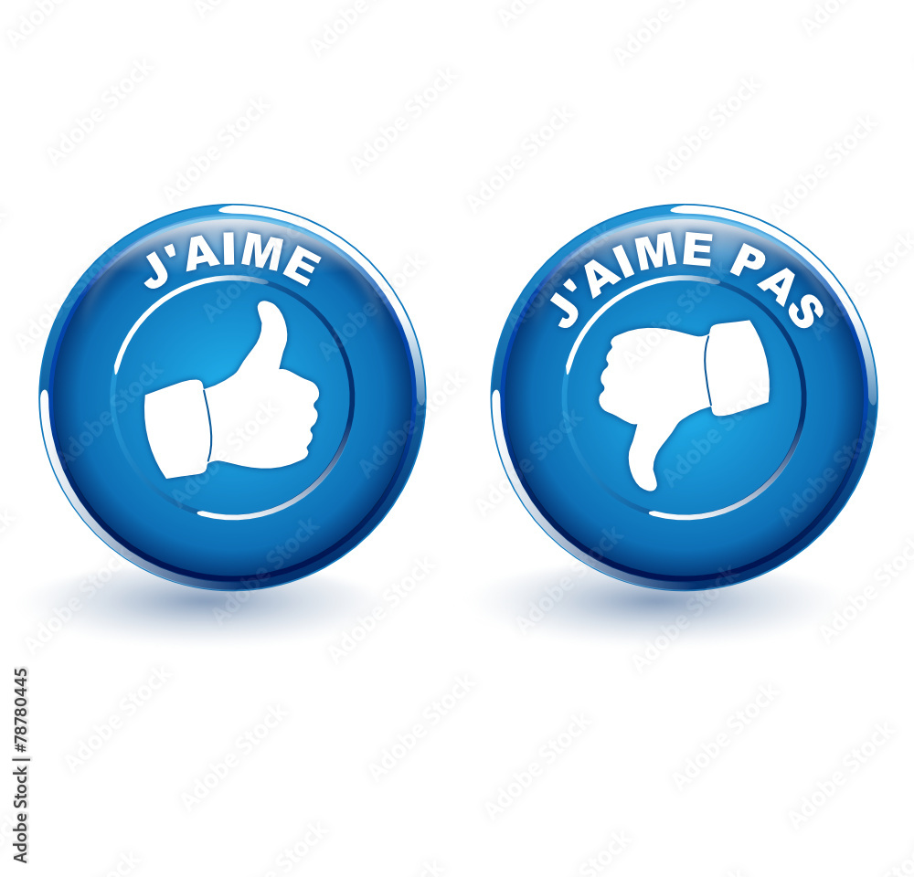 Vecteur Stock j'aime j'aime pas sur bouton bleu | Adobe Stock