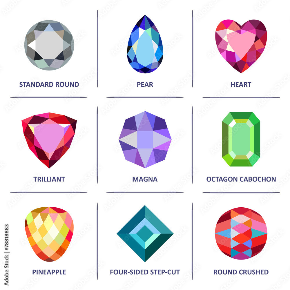 Low poly popular colored gems cuts infographics vector de Stock | Adobe ...