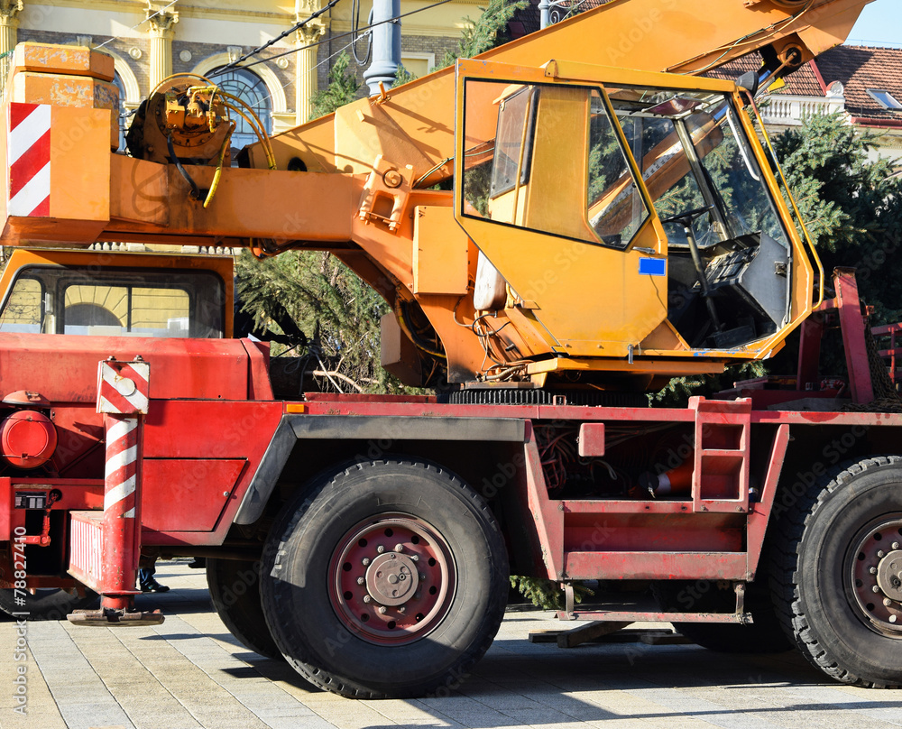 Cabin of the mobile crane truck Stock Photo | Adobe Stock