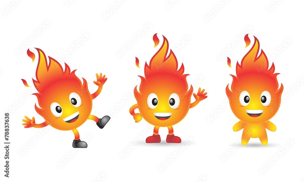 Cartoon Character Fire Flame Icon Logo Vector Pack vector de Stock ...