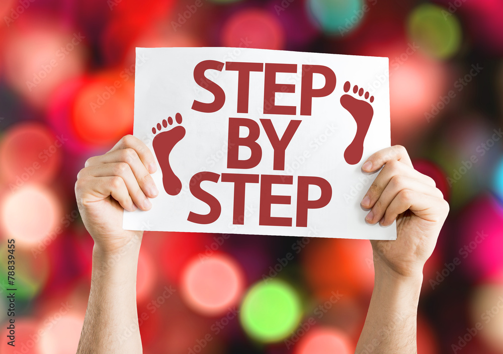 Step By Step card with colorful background Stock Photo | Adobe Stock