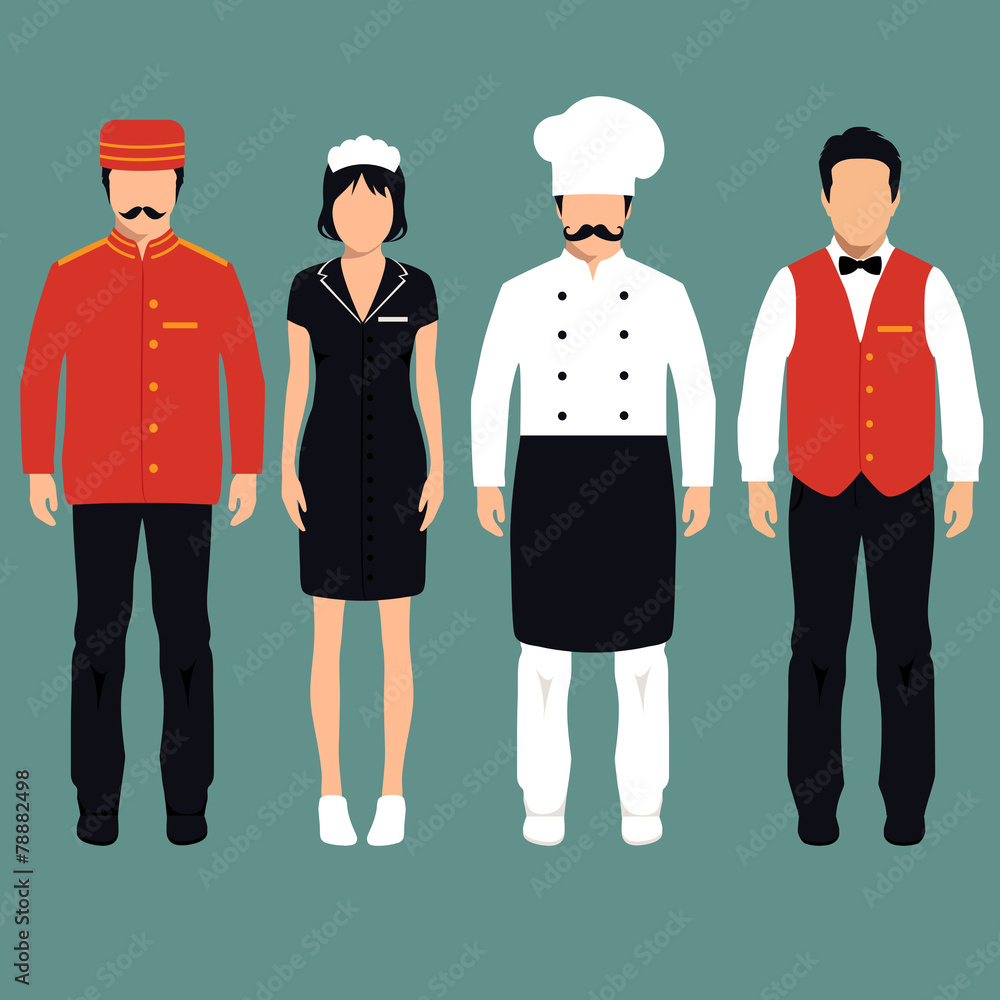 vector icon hotel service profession, cartoon worker uniform, Stock ...
