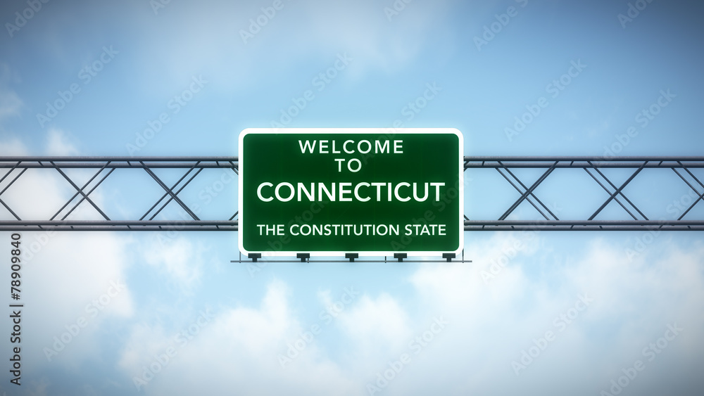 Connecticut USA State Welcome to Highway Road Sign Stock Photo | Adobe ...