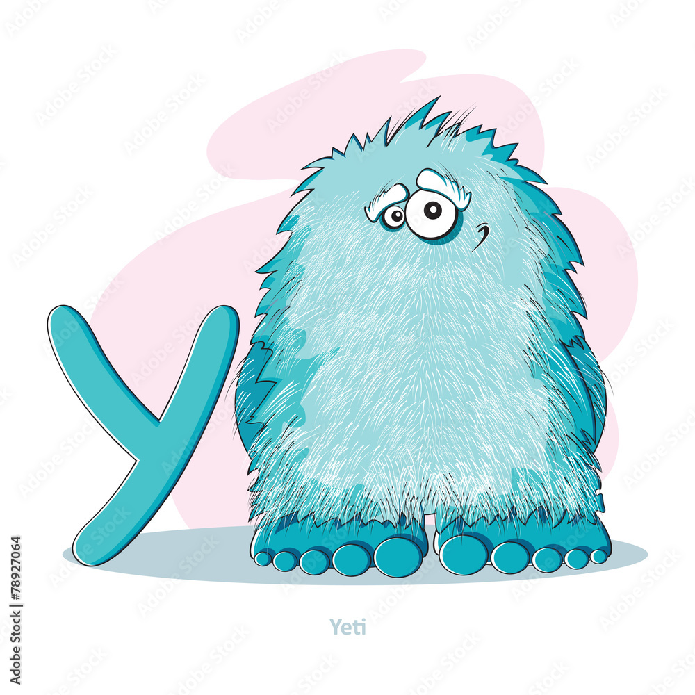 Cartoons Alphabet - Letter Y with funny Yeti Stock Vector | Adobe Stock