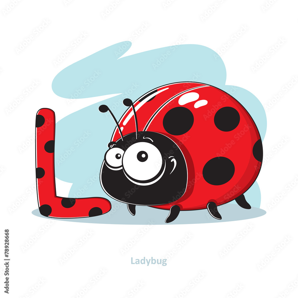 Cartoons Alphabet - Letter L with funny Ladybug Stock Vector | Adobe Stock