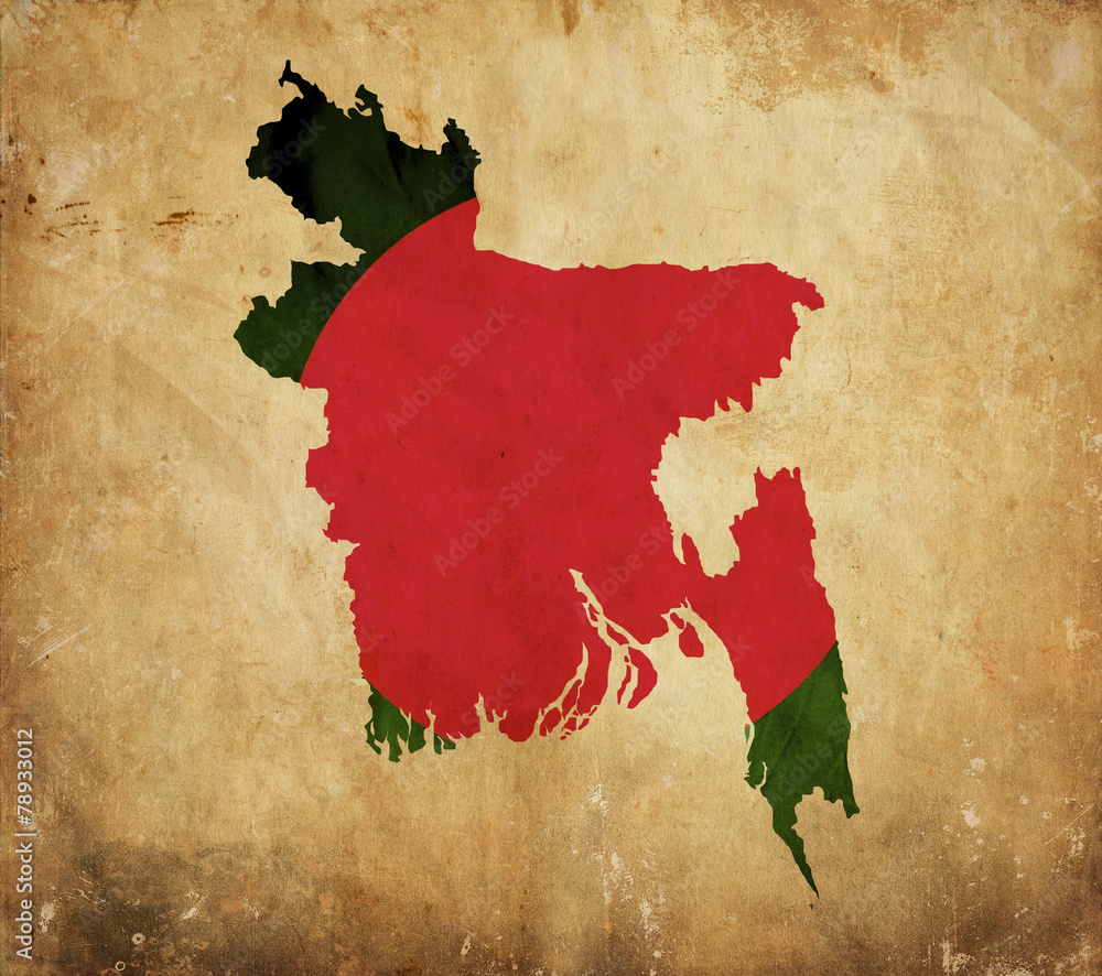 Vintage map of Bangladesh on grunge paper Stock Photo | Adobe Stock