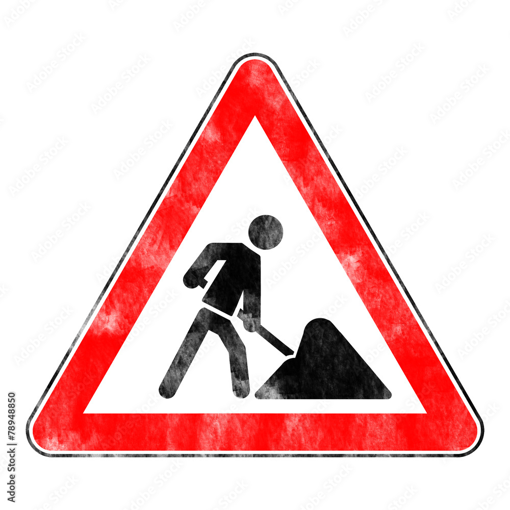 vrs1 VintageRoadSign - men at work - triangle - g3294 Stock ...