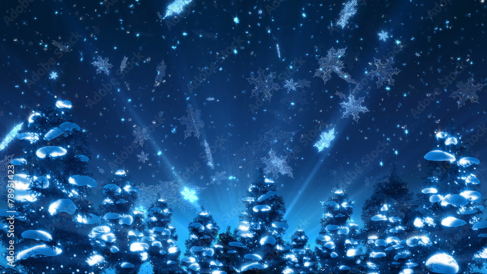 Christmas Trees and Snow (4K HD Animation Loop) Stock Video | Adobe Stock