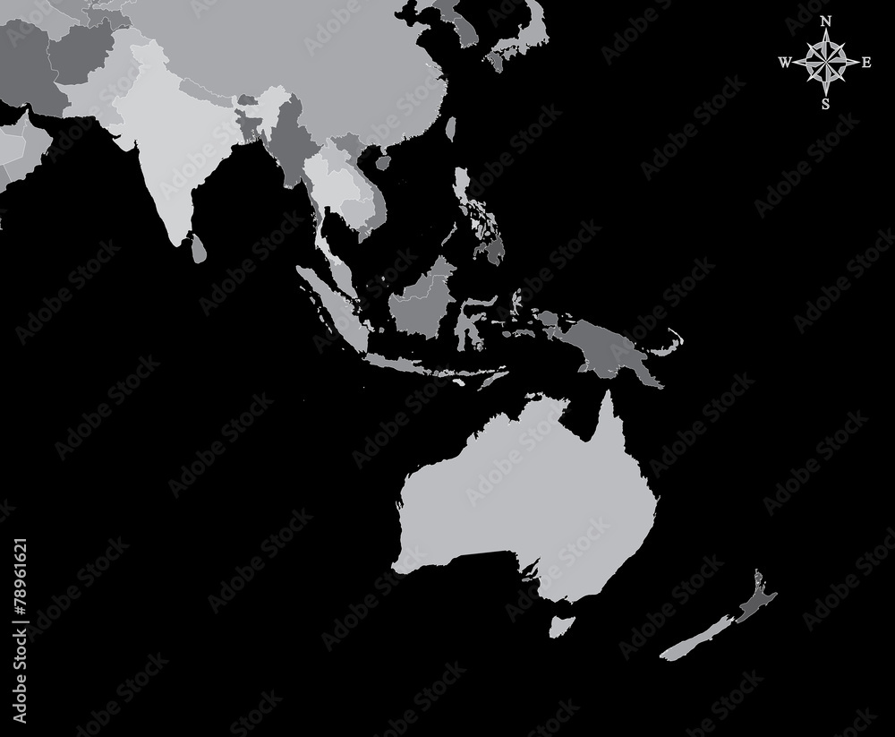 Australia Map - Vector Map of Australia with north arrow Stock Vector ...
