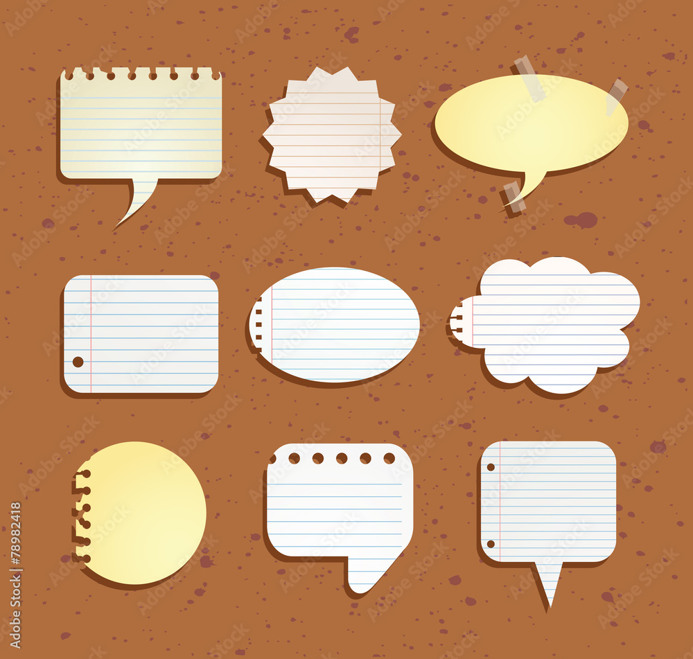 set of paper notes speech bubbles. Vector illustration. Stock Vector ...