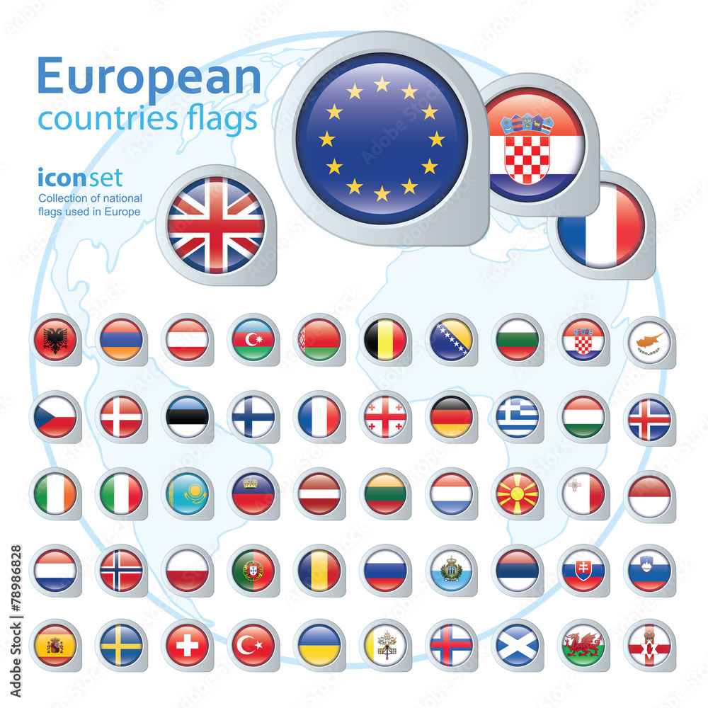 set of european flags, vector illustration Stock Vector | Adobe Stock