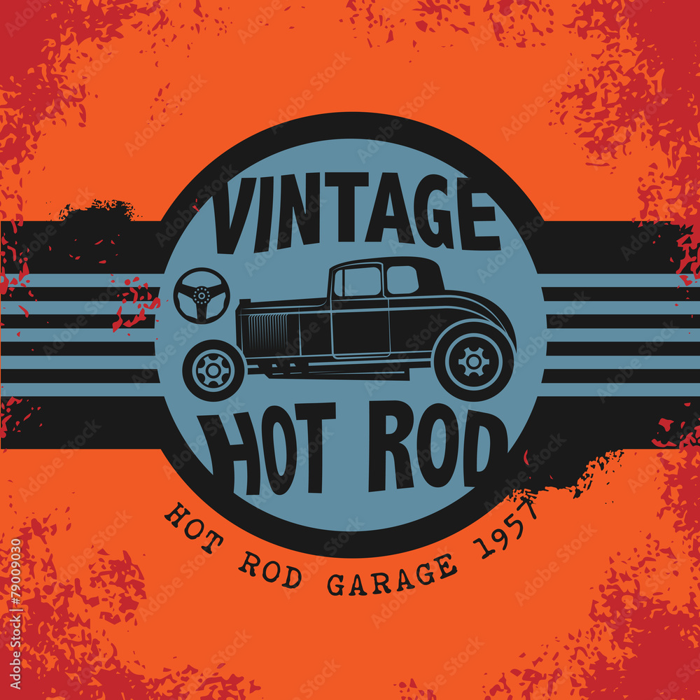 Retro Hot Rod poster, vector Stock Vector | Adobe Stock