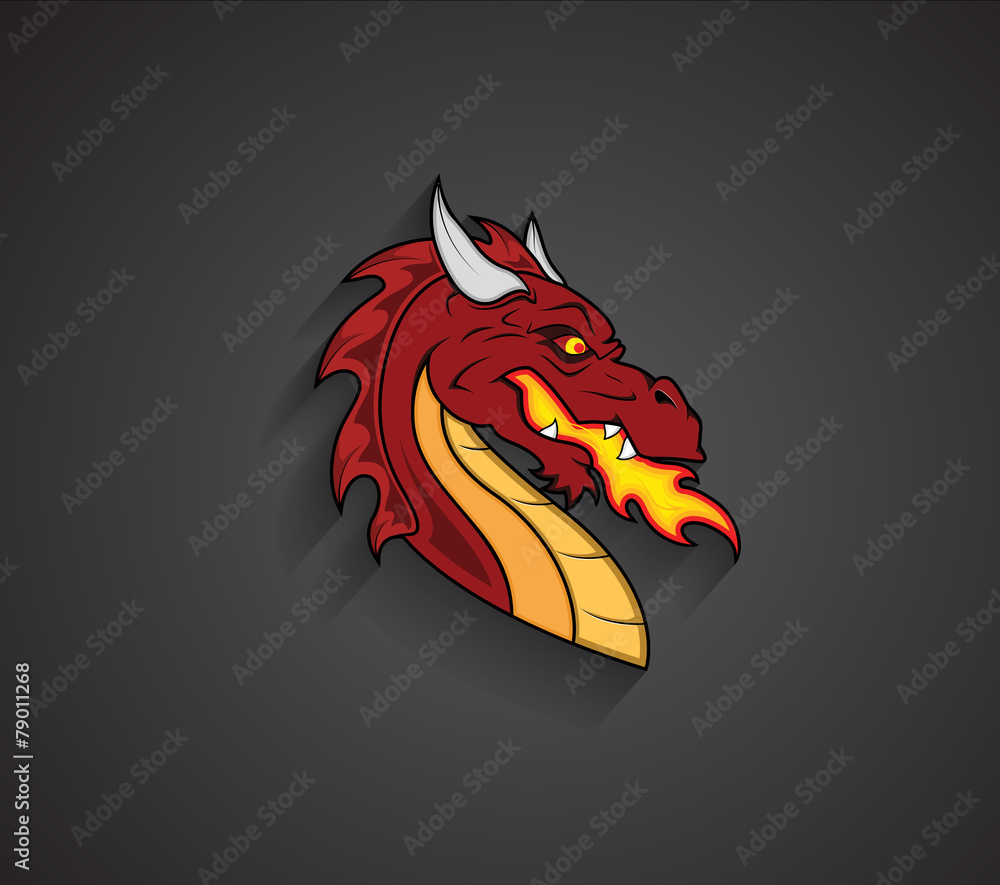 Angry Dragon Face Expression Mascot Stock Vector | Adobe Stock